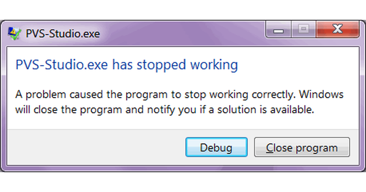 Windows Error Reporting dialog
